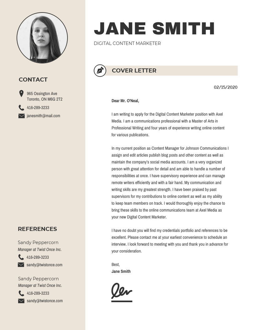 Professional Portfolio Cover Letter Top Display Comfortable
