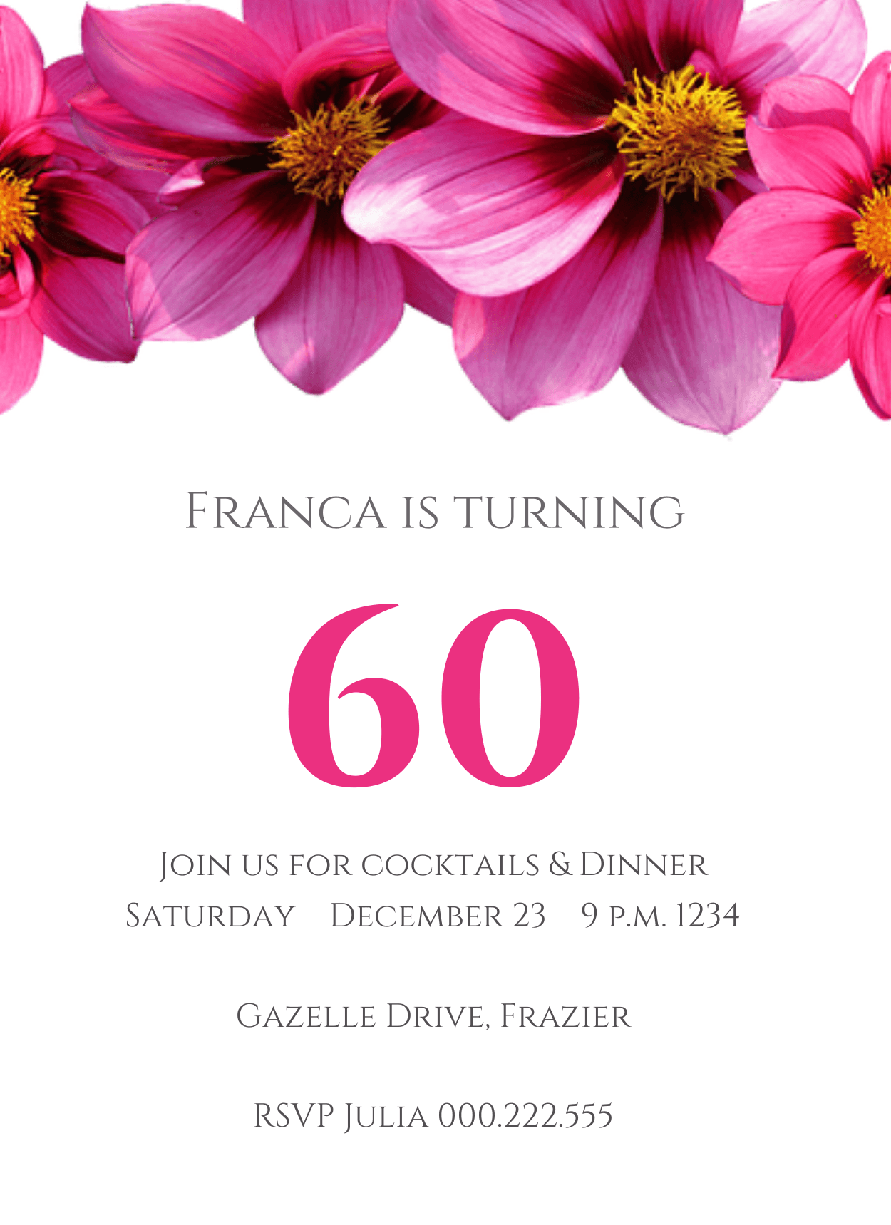 Invitations Announcements Paper 60th Birthday Invitation Digital File 