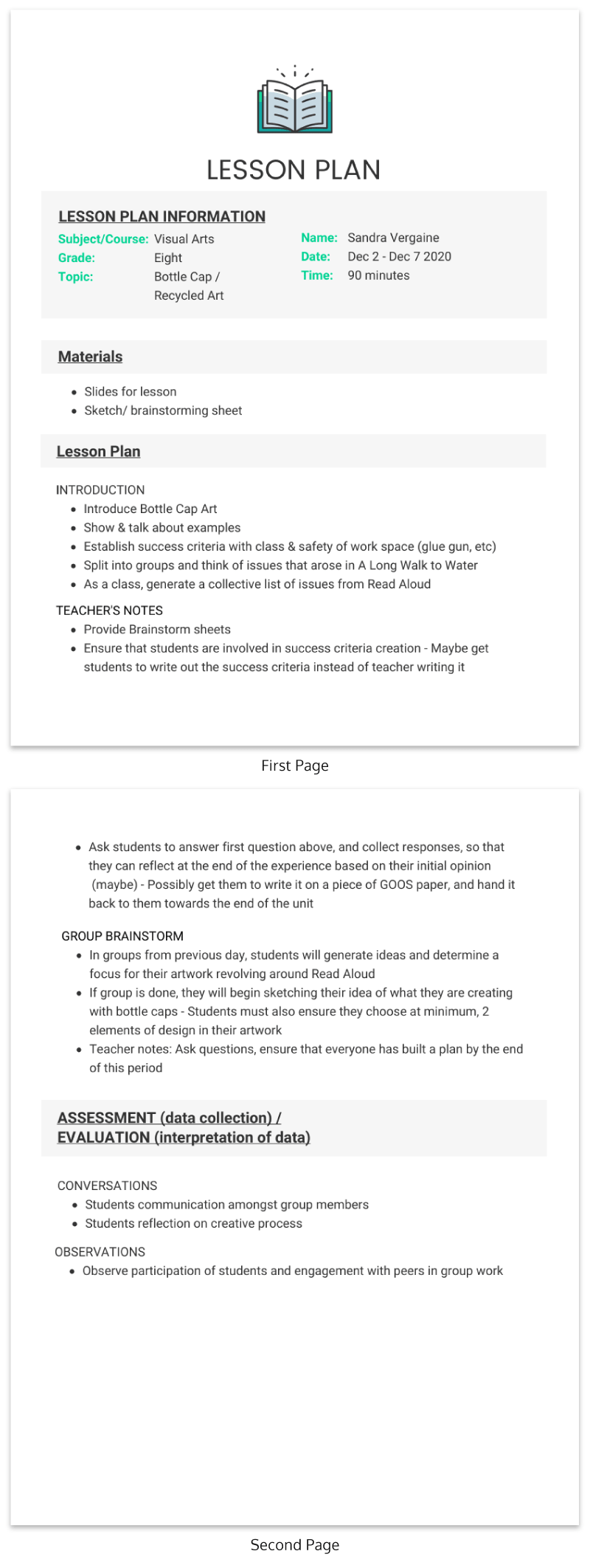 Lesson Plan Template For Teacher Observation Lesson Plan Template For High School 