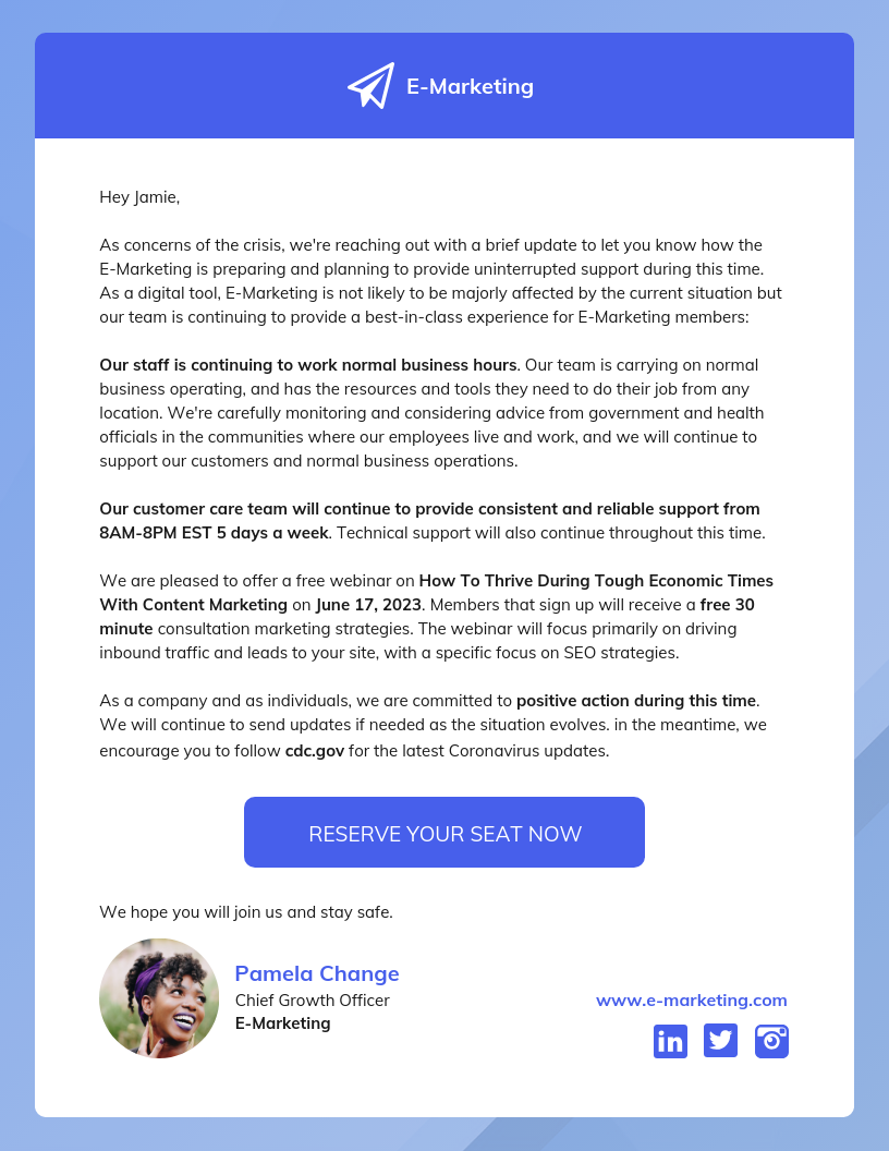 Company Wide Email Template
