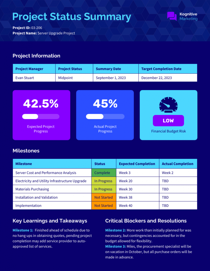 13 Project Status Report Templates for Businesses - Venngage